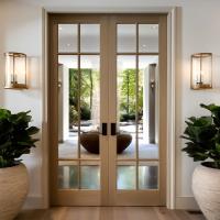 China Modern Solid Wood Interior Door with Glass and Custom Decorative Panels for Whole House for sale
