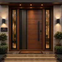 China Red Walnut Solid Wood Interior Door Custom Lacquer Painted for Whole House and Bedroom for sale