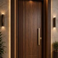 China Red Walnut Solid Wood Interior Door Custom Lacquer Painted for Whole House and Bedroom for sale