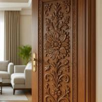 China Hand Carved Traditional Solid Wood Door for Luxury Residences and Wooden Entry Door Applications for sale