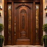China Hand Carved Traditional Solid Wood Door for Luxury Residences and Wooden Entry Door Applications for sale