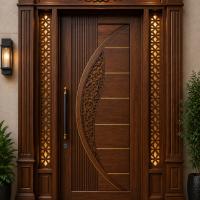 China Hand Carved Traditional Solid Wood Door for Luxury Residences and Wooden Entry Door Applications for sale
