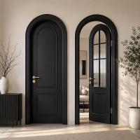 China Arched Design Multi Color Baked Paint Solid Wood Interior Door French Style Wooden Door for Bedroom for sale