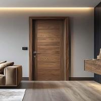China Contemporary Well Sealed Solid Wood Interior Door with Customizable Size for Modern Homes and Wooden Interior Door Projects for sale