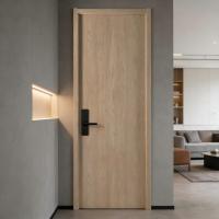 China Modern Groove Design Decorative Solid Wood Interior Door for Contemporary Houses and Wooden Interior Door Projects for sale