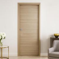 China Modern Groove Design Decorative Solid Wood Interior Door for Contemporary Houses and Wooden Interior Door Projects for sale