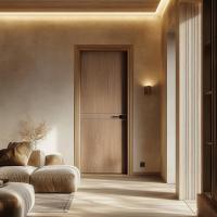 China Modern Groove Design Decorative Solid Wood Interior Door for Contemporary Houses and Wooden Interior Door Projects for sale