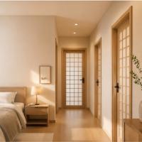 China Minimalist Water Resistant Solid Wood Interior Door with Frosted Glass for Tea Rooms and Spa Resorts for sale