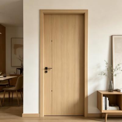 China American Vintage Minimalist Design Flat Panel Solid Wood Interior Door with Black Hardware for Modern Villas and Hotels for sale