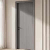 China Light Grey Slab Solid Wood Interior Door Minimalist Solid Wood Internal Door for Modern Apartments and Hotels for sale