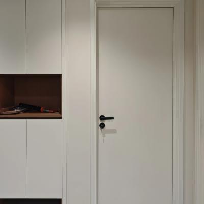 China Lacquer-Free White Minimalist Solid Wood Interior Door for Bedroom and Modern Home Projects for sale