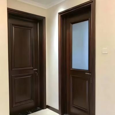 China Dark Walnut Single Slab Water Resistant Solid Wood Interior Door for Bedroom Hotel Apartment for sale