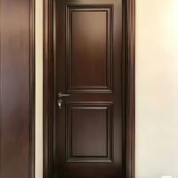 China Dark Walnut Single Slab Water Resistant Solid Wood Interior Door for Bedroom Hotel Apartment for sale