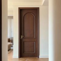 China Dark Walnut Single Slab Water Resistant Solid Wood Interior Door for Bedroom Hotel Apartment for sale