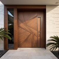 China Contemporary Design Solid Wood Front Door for Villa Main Entrance and Residential Architecture Solid Wood Entry Door for sale
