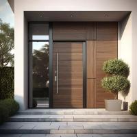 China Contemporary Design Solid Wood Front Door for Villa Main Entrance and Residential Architecture Solid Wood Entry Door for sale