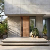 China Architectural Modern Exterior Entrance Solid Wood Door for Residential Development and Wooden Entrance Door Projects for sale