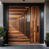 China Large Size Custom Manufactured Solid Wood Front Door and Solid Wood Entry Door for Modern House for sale