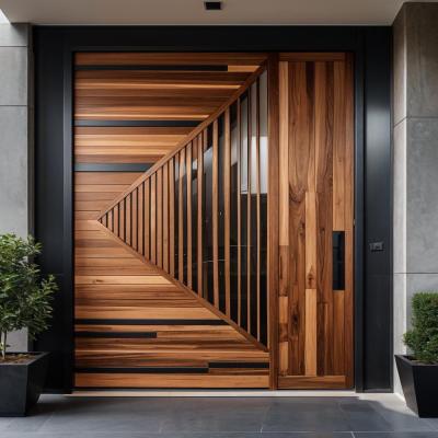 China Large Size Custom Manufactured Solid Wood Front Door and Solid Wood Entry Door for Modern House for sale