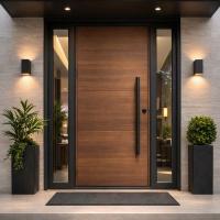 China Large Size Custom Manufactured Solid Wood Front Door and Solid Wood Entry Door for Modern House for sale