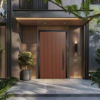 China Large Size Custom Manufactured Solid Wood Front Door and Solid Wood Entry Door for Modern House for sale