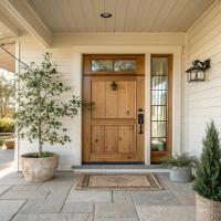 China Large Size Custom Manufactured Solid Wood Front Door and Solid Wood Entry Door for Modern House for sale