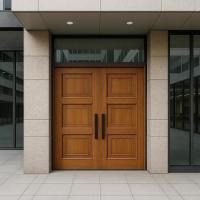 China Contemporary Solid Wood Entrance Door and Solid Wood Entry Door for Modern Housing Development Projects for sale
