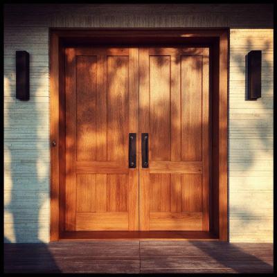 China Modern Style Custom Exterior Solid Wood Front Door and Solid Wood Entry Door for Villa Building Projects for sale