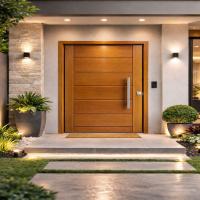 China Modern Style Custom Exterior Solid Wood Front Door and Solid Wood Entry Door for Villa Building Projects for sale