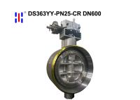 China Triple Offset Butterfly Valve DN600 PN25 CR Cast Steel for Municipal Sewage Butt Weld Hard Seal for sale