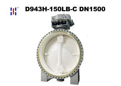 China Triple Offset Butterfly Valve 60IN Electric Flanged 150LB CS Water Service DN1500 for sale