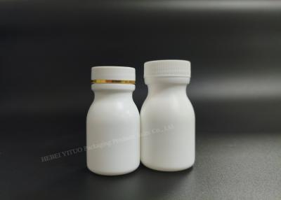 China 50ml White Polypropylene Prescription Medicine Bottle with Gold Decorative Ring - 3.8cm Width Cylinder Container for sale