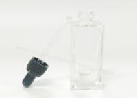 China Customized 20ml Square Clear Essential Oil Bottles with Glass Dropper and Leak-Proof Cap for sale
