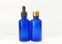 China Blue Glass Oil Dropper Bottle 10ml to 100ml with UV Protection and Blow Molding Technology for sale