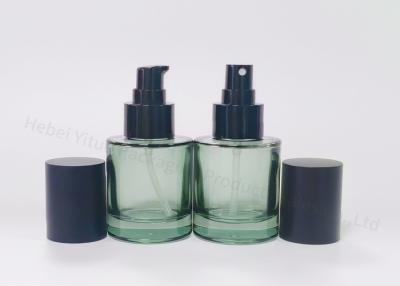 China Green Glass Perfume Bottles 50ml Bulk Cylinder Shape - 4.6cm Diameter 10.1cm Height with Custom Logo Options for sale