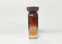 China 250ml Brown Gradient Glass Aromatherapy Bottle with Wooden Cap - 13.3cm Height Square Design for Fragrance Diffusion for sale