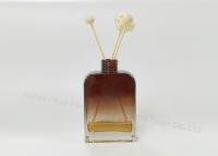 China 250ml Brown Gradient Glass Aromatherapy Bottle with Wooden Cap - 13.3cm Height Square Design for Fragrance Diffusion for sale