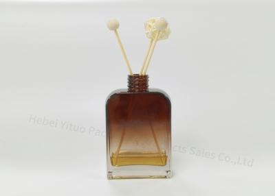 China 250ml Brown Gradient Glass Aromatherapy Bottle with Wooden Cap - 13.3cm Height Square Design for Fragrance Diffusion for sale