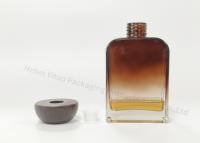 China 250ml Brown Gradient Glass Aromatherapy Bottle with Wooden Cap - 13.3cm Height Square Design for Fragrance Diffusion for sale