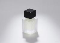 China 50ml Refillable Frosted Glass Perfume Bottle Square Blow Molding Transparent for sale