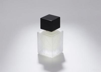 China 50ml Refillable Frosted Glass Perfume Bottle Square Blow Molding Transparent for sale