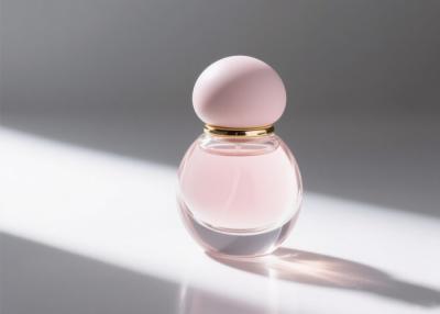 China 50ml Round Transparent Glass Perfume Bottles 10.1cm Height with Spray and Pump Sealing Options for sale