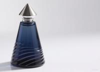 China Custom Blue Glass Perfume Bottle 30ml with 4.6cm Outer Diameter and Wave Relief Design for Luxury Fragrance Packaging for sale