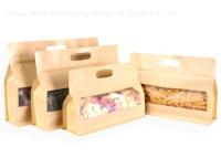 China 18cm x 9cm Brown Kraft Food Bags with Zipper Top & Embossing Surface - Recycled Packaging for Nut Storage for sale