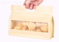 China 18cm x 9cm Brown Kraft Food Bags with Zipper Top & Embossing Surface - Recycled Packaging for Nut Storage for sale