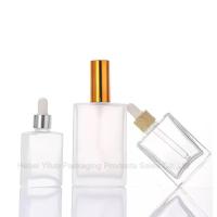 China Square Essential Oil Bottles 1oz (30ml) with Custom Logo - Glass Dropper Bottles for Cosmetics for sale