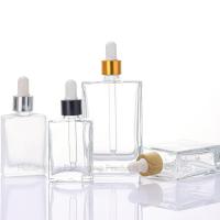 China Square Essential Oil Bottles 1oz (30ml) with Custom Logo - Glass Dropper Bottles for Cosmetics for sale