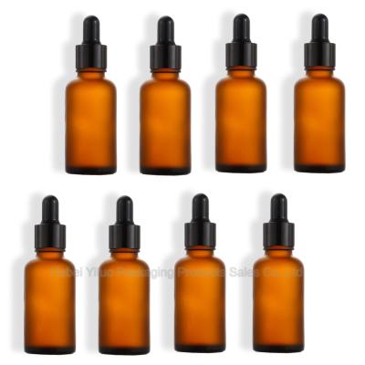China 50ml Matte Amber Glass Dropper Bottles with UV Protection - ISO9001 Certified Essential Oil Containers for sale