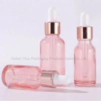 China Pink Essential Oil Dropper Bottle 1oz Glass Round with Rose Gold Cap - 20ml to 120ml Sizes for Cosmetics for sale