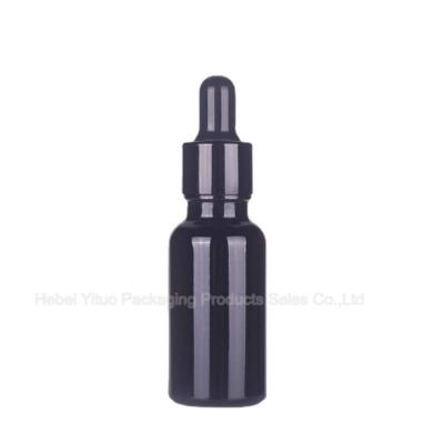China Black Aromatherapy Oil Bottle 15ml 20ml 30ml Glass Dropper with UV Protection for sale